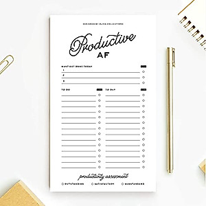 Bliss Collections To Do List Notepad, Productive AF, Magnetic Weekly and Daily Planner for Organizing and Tracking Grocery Lists, Appointments, Reminders, Priorities and Notes, 4.5"x7.5" (50 Sheets)