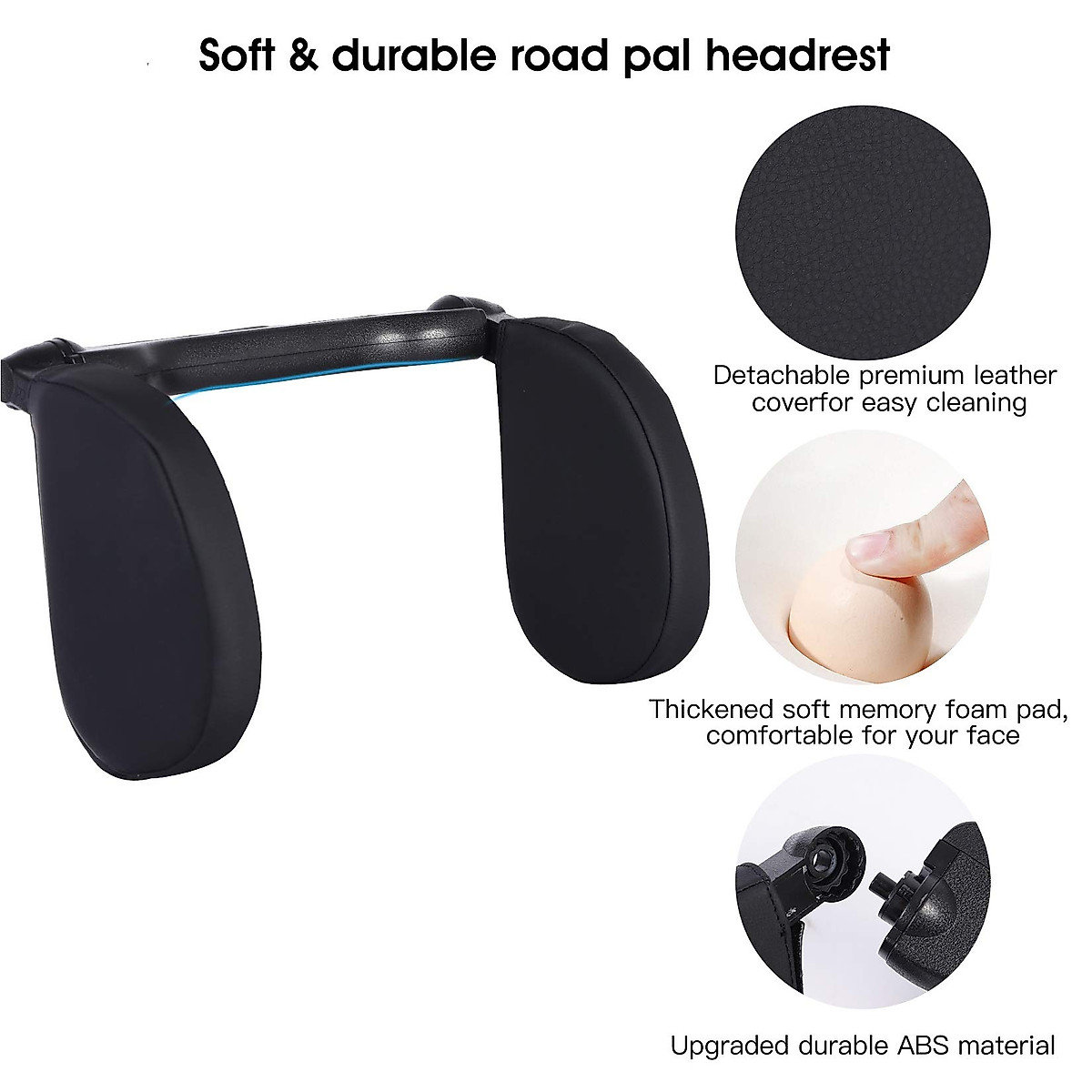 Car Headrest Pillow Road Pal Headrest Car Booster Seat Pillow, U Shape Car Travel Pillow Car Head Neck Support for Kids and Adults