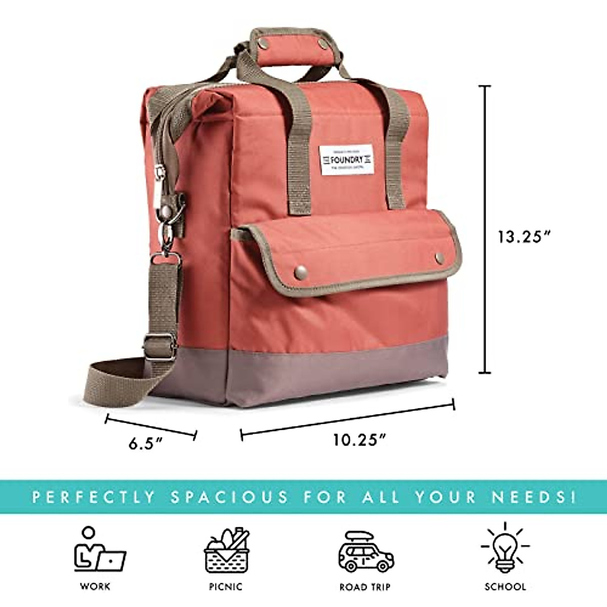 Fit+Fresh Douglas Adult Insulated Lunch Bag women love,Lunchbox or Lunch Tote,Cute Small Lunch Box For Women,Lunch box Men,Lunch Bags Women,Insulated Lunch Box,Lunch Boxes,Adult Lunch,Chestnut(Large)