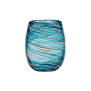 Mikasa Color Swirl Stemless Wine Glass, 4 Count (Pack of 1), Blue