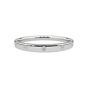 CTIEIP 10K 14K 18K Gold Real Natural Diamond Wedding Band for Women Diamond Accent Ring Anniversary Ring for Her (0.05 ctw, G-H Color, I2-I3 Clarity)