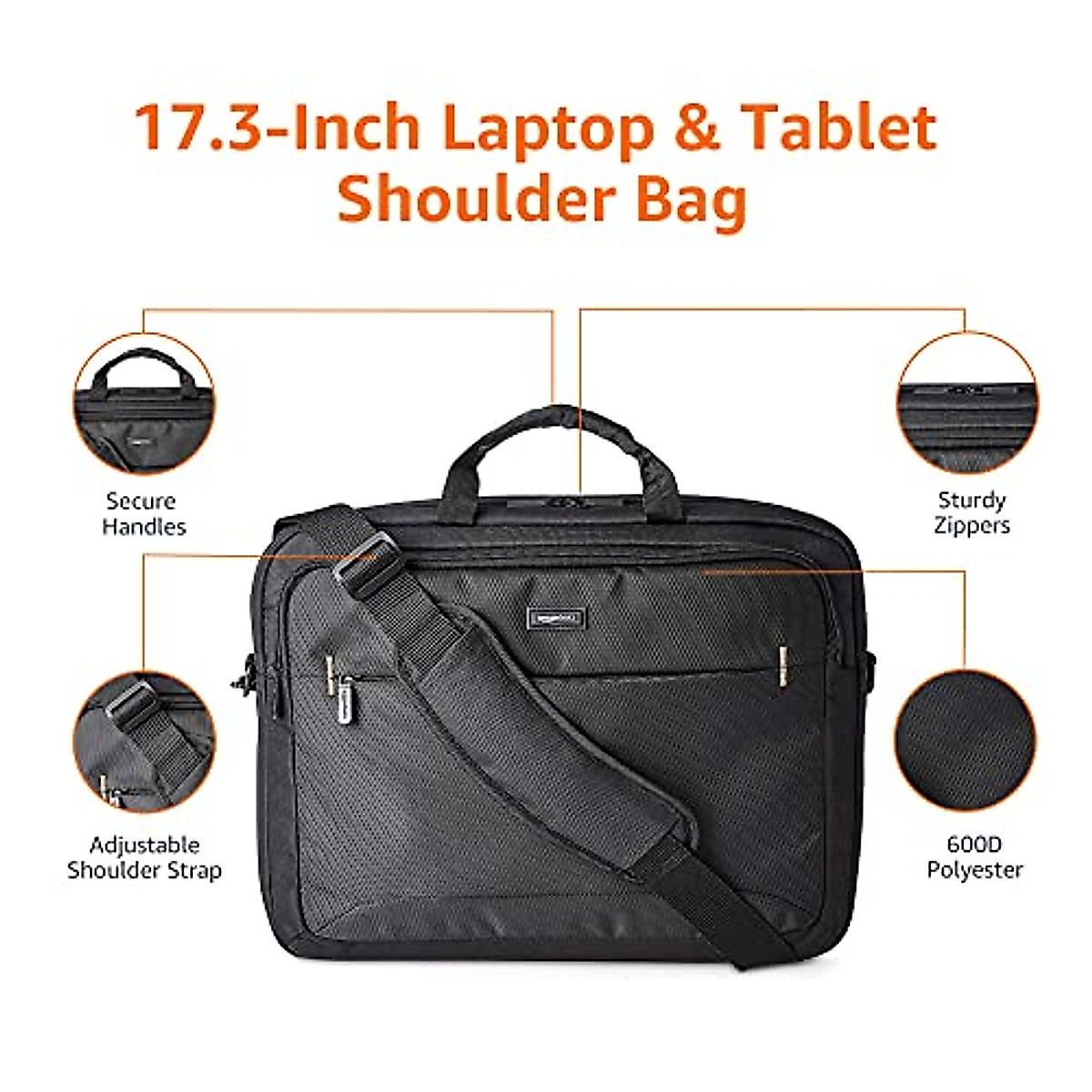 Amazon Basics 17.3-Inch Laptop Case Bag, Fits Dell, HP, ASUS, Lenovo, MacBook Pro and more, Black