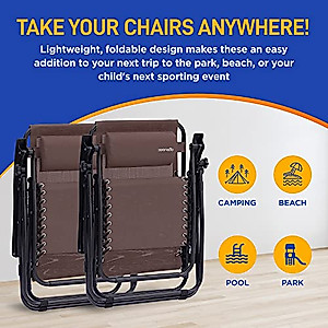 SereneLife Zero Gravity Lounge Chair, One Size, Brown