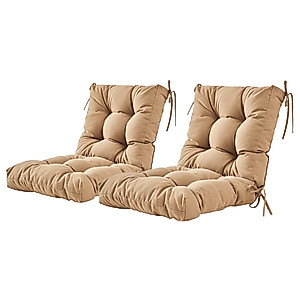 ARTPLAN Seat/Back Outdoor Chair Cushion,Patio Chair Cushion with Tie,Tufted Patio Cushion Replacement,Set of 2,20X20X4 (2 Pack)