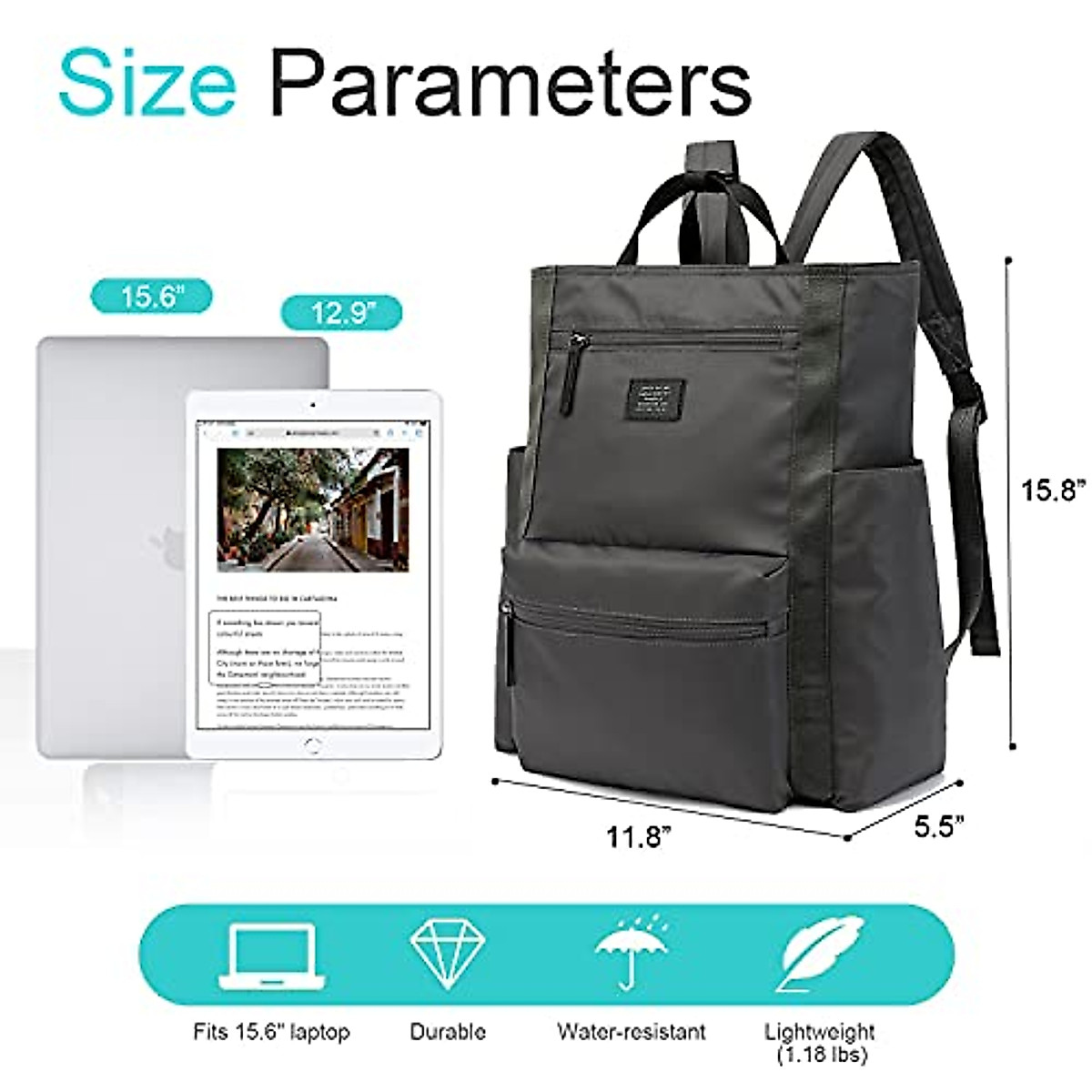 BASICPOWER Lightweight Casual Daypack 15.6 Inch Water Resistant Laptop Backpack for Men and Women