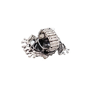 Women Fashion Jewelry Frog Ring - Silver Color Metal One Size Elastic Band Big Animal