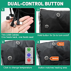 LILYPELLE Oversized Heated Camping Chair Heats Back and Seat, Padded Cushion Outdoor Folding Chairs Patio Lounge Chair Heating Chair for Outdoor Sports, Camping, Lounge Patio, and Picnics