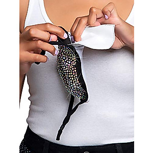 Leg Avenue Women's Fashionable Spider Web Rhinestone Face Mask, Spiderweb, 1 Count Pack of US