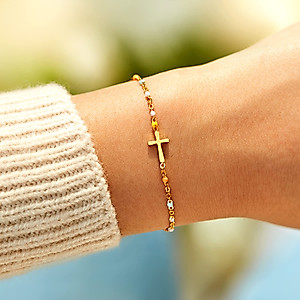 STORYJEWELLERY Cross Bracelet for Women, Christian Bracelets for Women, Confirmation Gifts for Girls, Religious Bracelets for Women, Confirmation Gifts for Girls (plated zj 05)