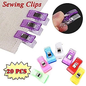 Tape Bias Maker 20pc Sewing Tools DIY Hemming Accessories Plastic Clip Storage Bag Clips Sewing Clips for Fabric Plastic Clips for Crafts(Yellow)