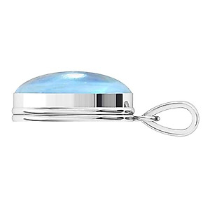 JEWELOPORIUM 925 Silver Pendant for Women White Real Rainbow Moonstone Gemstone Costume Silver Pendant Necklace Thanksgiving Gift Vintage Jewelry