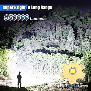 Goreit Flashlight High Lumens Rechargeable, 950000 Lumen Led Flashlights XHP70.2 USB Super Bright Flash Light Battery Powered, Powerful Handheld Flashlights for Emergencies Camping, IP67 Waterproof