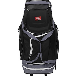 Rawlings | R1502 Wheeled Catcher's Bag | Baseball/Softball | Black
