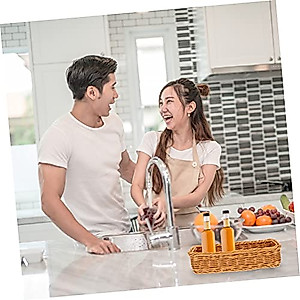 UPKOCH Desk Topper 4 pcs Jars Rattan Desk Kitchen Rural Chopsticks Organizer for Square Pantry Utensil Bag Style Fork Desktop S Jar Snack Cabinets Household Rustic Shelves Woven Baskets