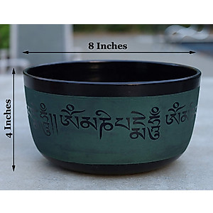 DharmaObjects Tibetan Meditation Buddha Singing Bowl Mallet Mat Cushion Set (8 Inches, Buddha)