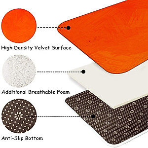 RYANZA 2 Pieces Kitchen Rugs, Abstract Anti Fatigue Non Slip Foam Cushioned Orange Tangerine Graffiti Art Comfort Indoor Floor Mat Runner Rug Set for Laundry Office Sink Bathroom (17"x48"+17"x24")