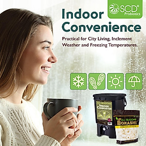 All Seasons Indoor Composter Starter Kit – 5 Gallon Black Compost Bin For Kitchen Countertop With Lid, Spigot & 1 Gallon (2 lbs.) Bag Of Dry Bokashi Bran – Made In USA by SCD Probiotics
