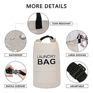 Cutyoung Laundry Bags, Heavy Duty Large Laundry Bag, Big Laundry Hamper Bag, Hanging Laundry Basket, Collapsible Laundry Baskets(Beige, 70L)