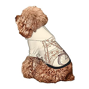 Eiffel Tower Dog Hoodies, Pet Clothes Costumes, Bicycle Romantic Flower Pets Wear Hoodie Sweatshirt Outfit for Puppy Cat Outdoor, Small Medium