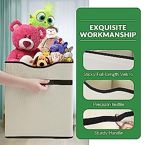 VICTORICH Toy Storage Chest, Collapsible Sturdy Storage Bins with Lids, Large Kids Toy Box Chest Storage Organizer for Nursery Room, Playroom, Closet, Home Organization(I-TBX-BEIGE)