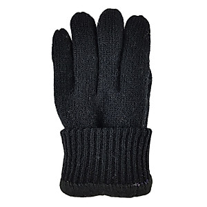 BRUCERIVER Men Pure Wool Knitted Gloves with Thinsulate Lining Size L/XL (Black)