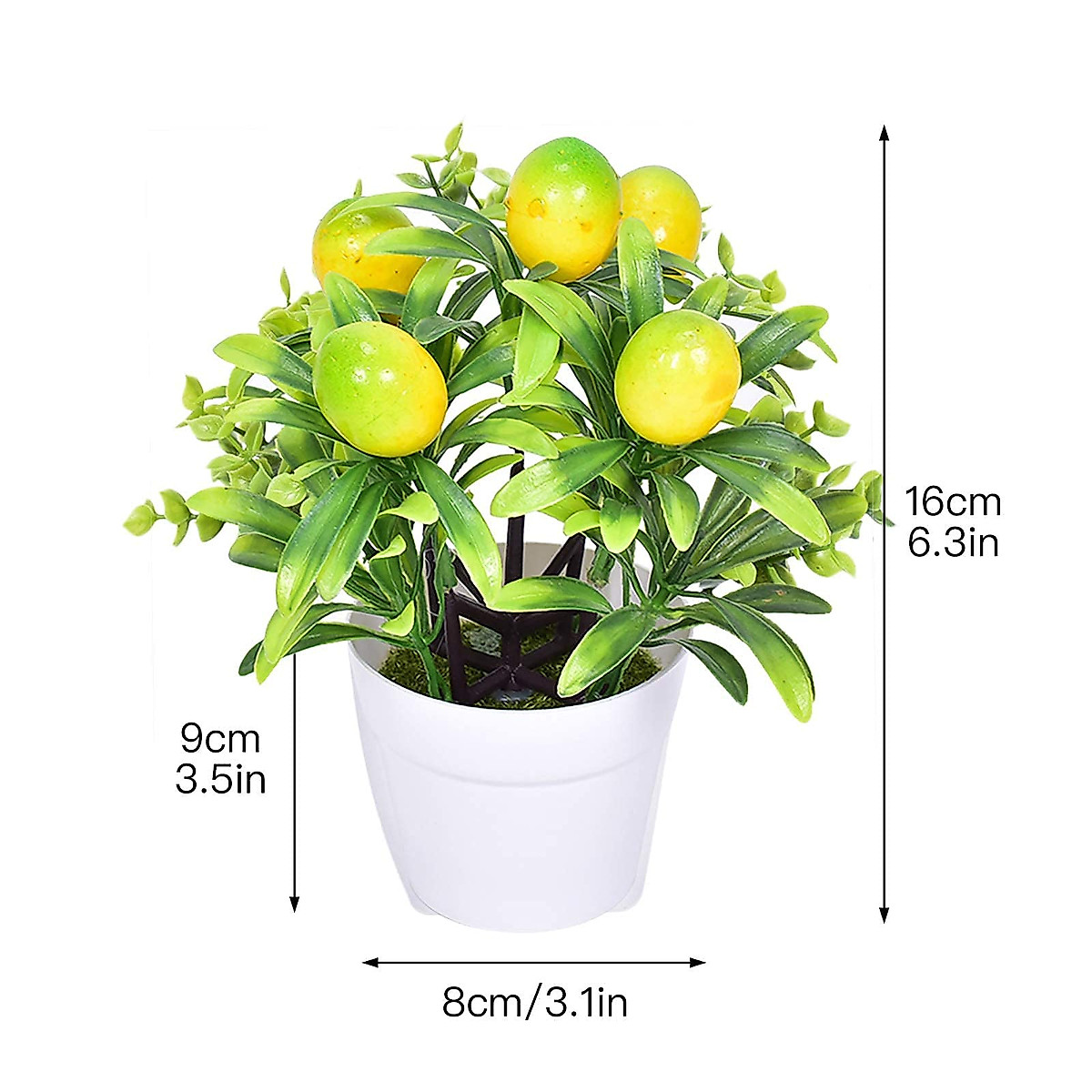 WUHNGD Artificial Plants,Artificial Eucalyptus Plants Potted,Mini Fake Artificial Potted Plants Lemon Tree Potted in Pots for Office Table Stair Balcony Garden Home Decor