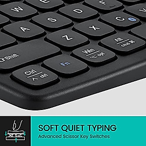 Perixx PERIBOARD-813B Bluetooth Ergonomic Keyboard - Laptop Scissor Keys - Curved Ergo-Lite Design - Detachable Soft Wrist Rest - USB-C Rechargeable - Black - US English (11976)