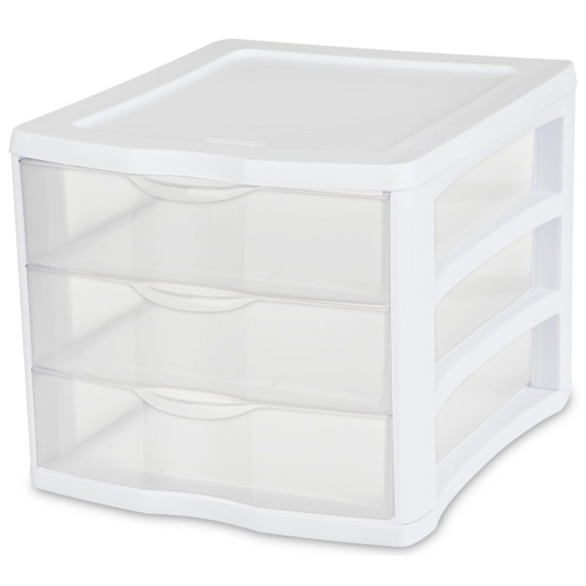 Sterilite 17918004 3 Drawer Unit, White Frame with Clear Drawers, Pack of 4