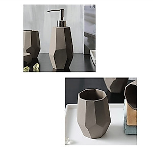 HNSYYUEYOU Soap Dispenser Set Household Ceramic Soap Dispenser Wash Mouth Cup Storage Soap Tray Toothbrush Cup Bathroom Five-Piece Set (Color : A)