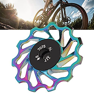 Oumefar Bicycle Rear Derailleur Wheel, 11T Rear Jockey Wheel Anodizing CNC Iron Cutting Metal Bearing Ceramic Ball Labor Saving for Road Bikes Sportinggoods