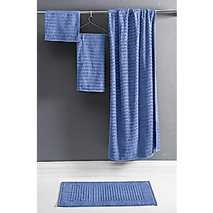 Classic Turkish Towels Luxury Ribbed 2 Piece Bath Towel Set - 100% Turkish Cotton Absorbent, Quick-Dry, Premium Towels for Bathroom, 27x54 inches (Royal Blue)
