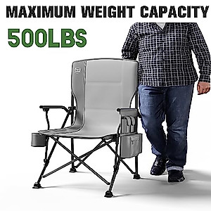 TIMBER RIDGE Oversized Folding Camping Chair High Back Heavy Duty for Adults Support up to 500lbs with Cup Holder, Side Pocket