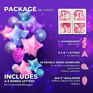 Baby Shower Boxes with Letters - 118 Piece All in one Baby Boxes with Letters for Baby Shower, Beautiful Baby Boxes for Baby Shower, Large and Easy to use Baby Balloon Box that Includes Balloons