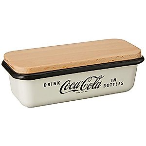 TableCraft's Coca-Cola Enamel Butter Dish with Lid 6.5 x 3 x 2.25", White