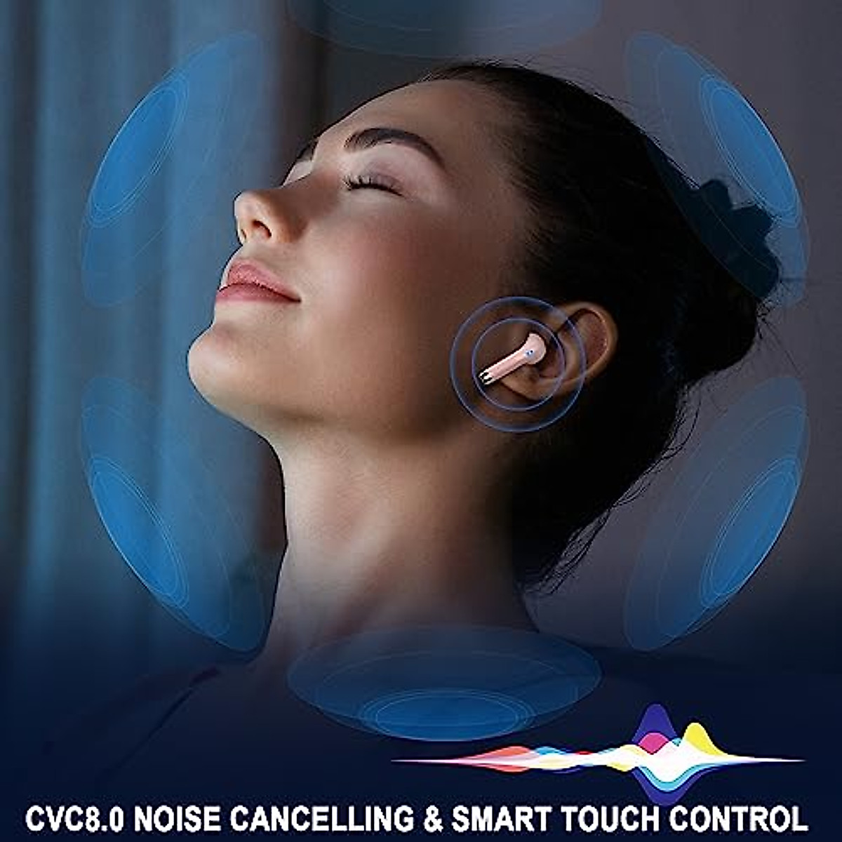 Wireless Earbuds, Bluetooth 5.3 Ear Buds LED Power Display Headphones Bass Stereo, Earbuds in-Ear Noise Cancelling Mic, 40H Playback Mini Case IP7 Waterproof Sports Earphones for Android iOS