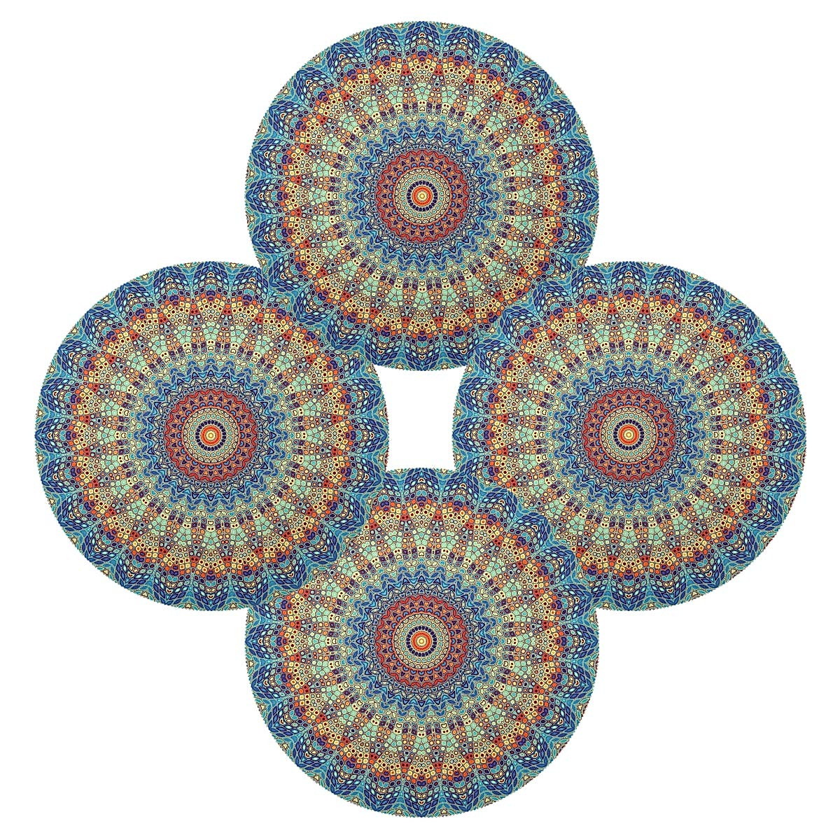 Qilmy Mandala Round Placemats Non-Slip Washable Polyester Table Mats Set of 4 Heat Resistant Placemats for Kitchen Dining Table Decoration