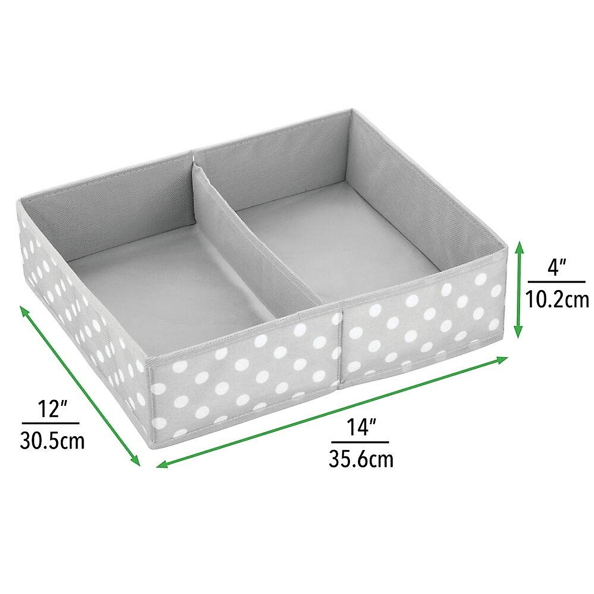 mDesign Fabric Drawer Organizer Bin Dividers for Baby Nursery Dresser, Closet, Organization - Bins Hold Clothes, Diapers, Cream, Toy, Blankets - 3 Pack, Gray/White Polka Dot