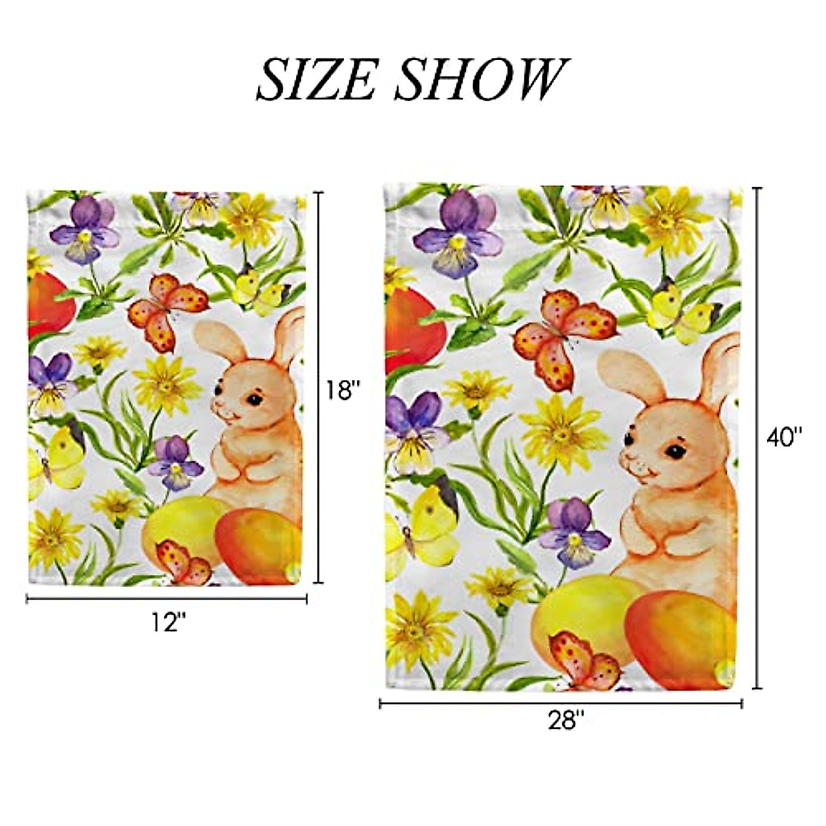 My Little Nest Seasonal Garden Flag Easter Bunny Spring Butterflies Vertical Garden Flags Double Sided for Home Farmhouse Yard Holiday Flag Outdoor Decoration Banner 12"x18"
