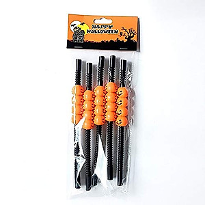 BinaryABC Halloween Pumpkin Straws,Halloween Party Straws,Halloween Drinking Straws,Halloween Party Favors Decorations Supplies,Pack of 5(Random Style)