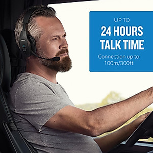 BlueParrott B550-XT Voice-Controlled Bluetooth Headset – Industry Leading Sound with Long Wireless Range, Extreme Comfort and Up to 24 Hours of Talk Time, Black