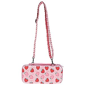 SOLUSTRE Carry Case for Switch Lite Console Fruit Design Cross- body Bag Joystick Portable Cover Cases Game Console Bag Crossbody Handbag for Switch Lite Red