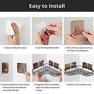 AIDOIT Corner Shower Caddy, 2 Pack Shower Shelf Bathroom Shower Organizer Storage with 8 Pack Powerful Adhesive Hooks for Toilet Kitchen Dorm