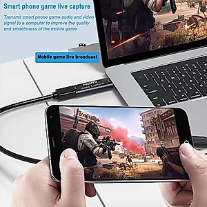 WUINMUT HD Video Capture Card HDMI to USB 2.0 1080P Cam Link Game Capture Card Audio Capture Adapter Screen Record Device for Switch Gaming Streaming, Live Broadcasting (20CM Cable)