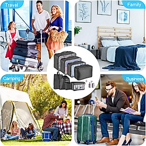 Packing Cubes - 9 PCS Travel Luggage Organizers Set Waterproof Suitcase Organizer Bags Clothes Shoes Cosmetics Toiletries Storage Bags(Black)