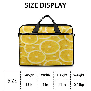 Lemon Fruit Laptop Computer Bag Waterproof Shoulder Messenger Bag 13-15 inch Durable Laptop Tote Bag with Shoulder Strap Handle Lightweight Crossbody Briefcase