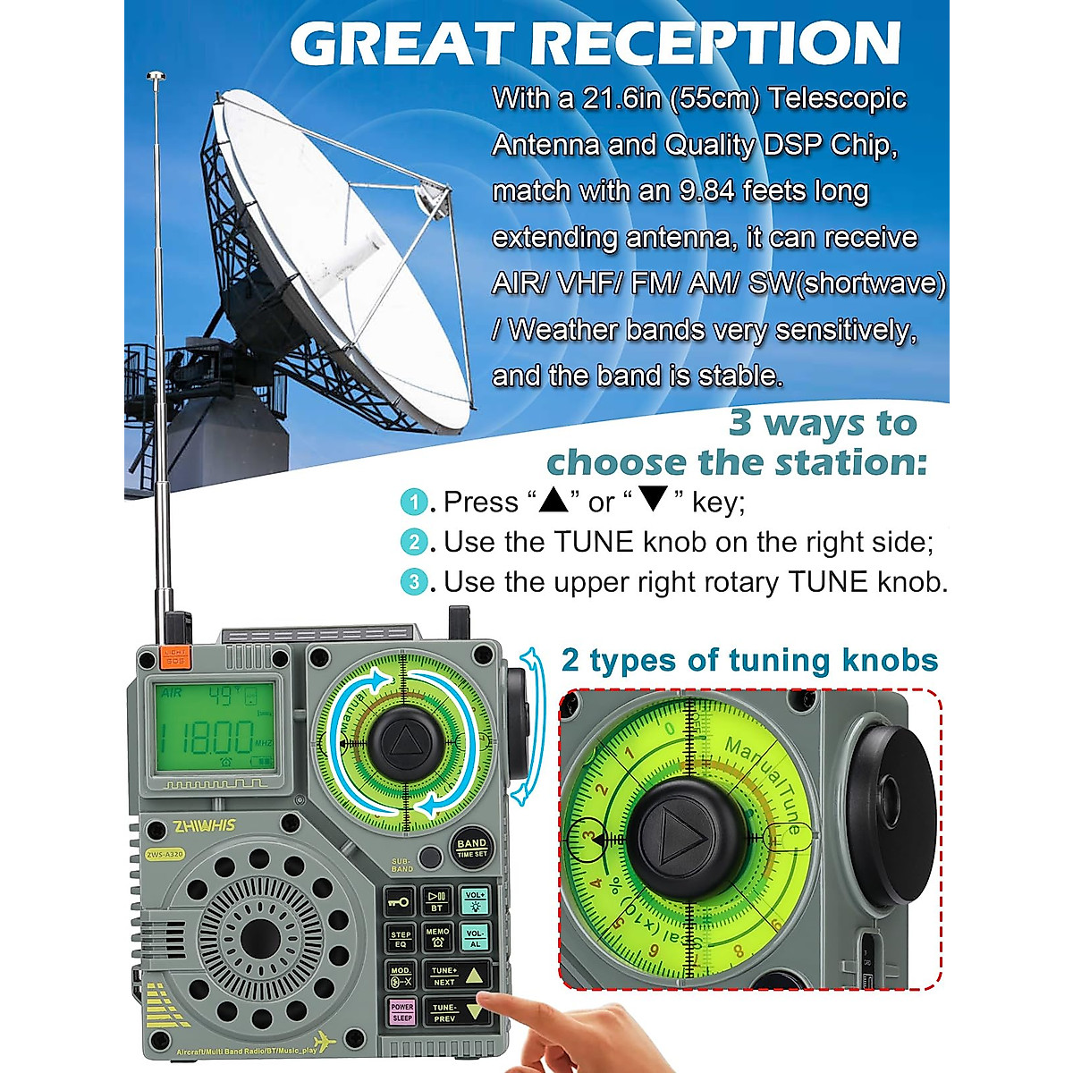 ZHIWHIS ZWS-A320: Portable Bluetooth Radio with High Quality