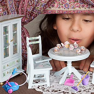 Vinsot 18 Pieces/ 2 Sets Miniature Dollhouse Cleaning Toy, Dustpan Dolls Mop Dust Pan, Brush, Broom, Bucket Housework Cute Cleaning Furniture Tools Kit Pretend Play Decoration Doll House Accessories