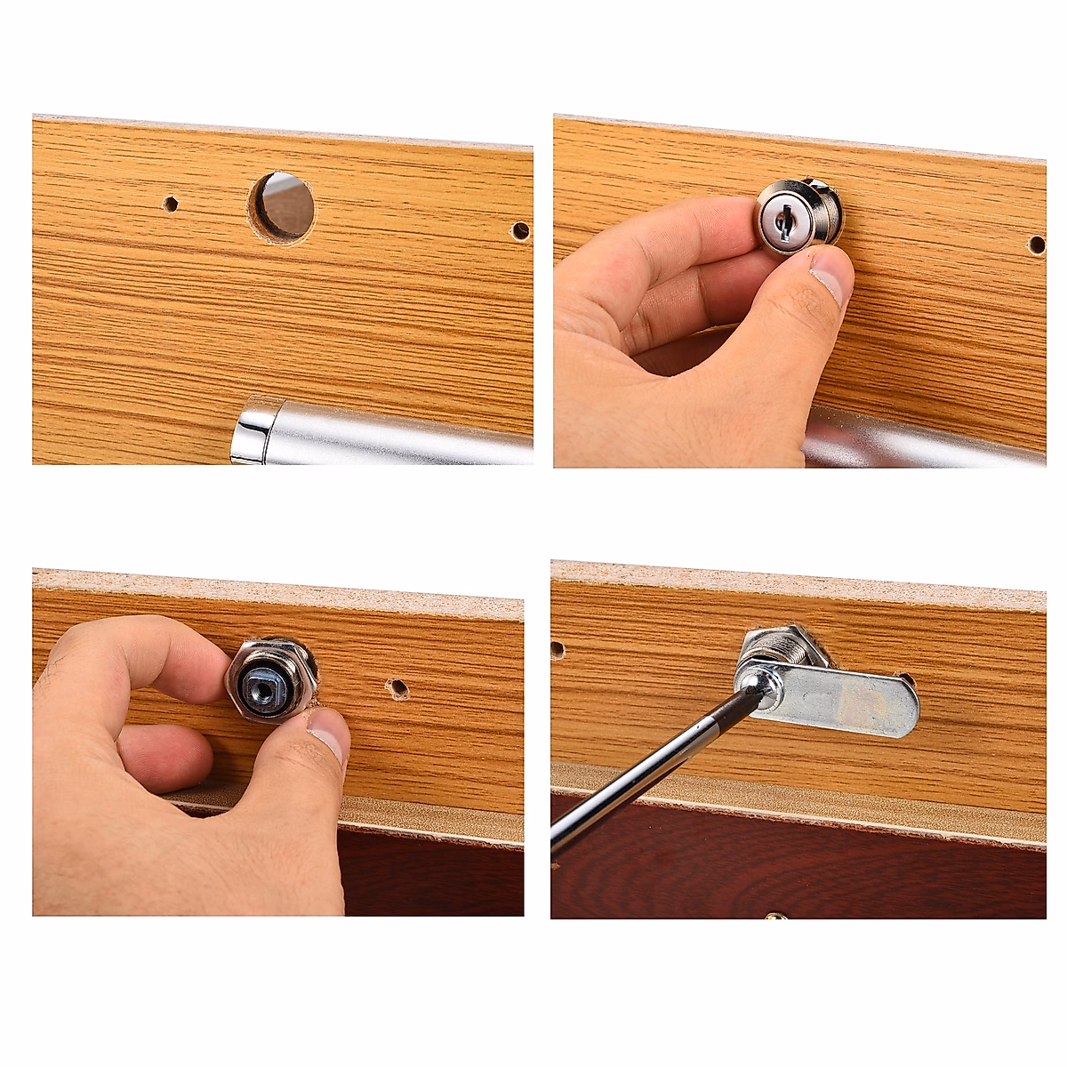 Cabinet Cam Lock Keyed Alike, 1-1/8" with Keys, Replacement Secure Drawer RV Camper Storage Lock for Cylinder Tool Box Mailbox Truck Vending Machine File, Zinc Alloy Chrome Finish (3Pack)