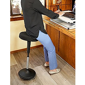 WOBBLE STOOL Standing Desk Chair ergonomic tall adjustable height sit stand-up office balance drafting bar swiveling leaning perch perching high swivels 360 computer adults kids active sitting black
