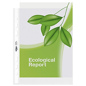 Rexel Ecodesk A5 Punched Pockets, Pack of 30, 100% Recyclable, Made of 80% Recycled Material, Eco Friendly, Embossed mat Surface, 2102579, Clear
